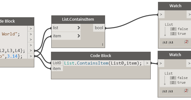 Dynamo Nodes to Code Block: List.ContainsItem