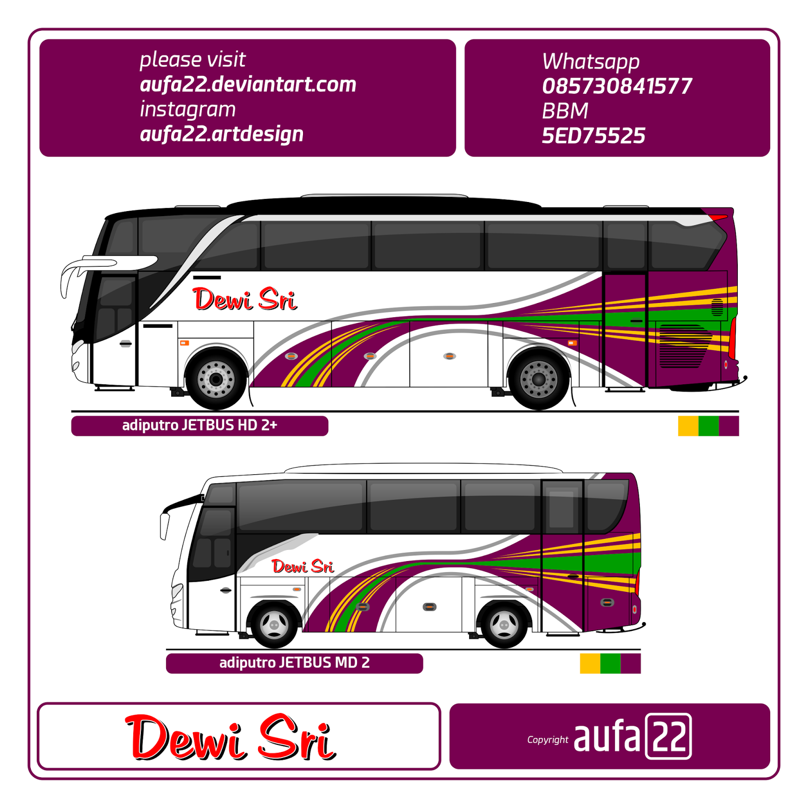 Jasa Desain Livery Bus dan Mobil: Desain Livery Bus Dewi Sri Tegal