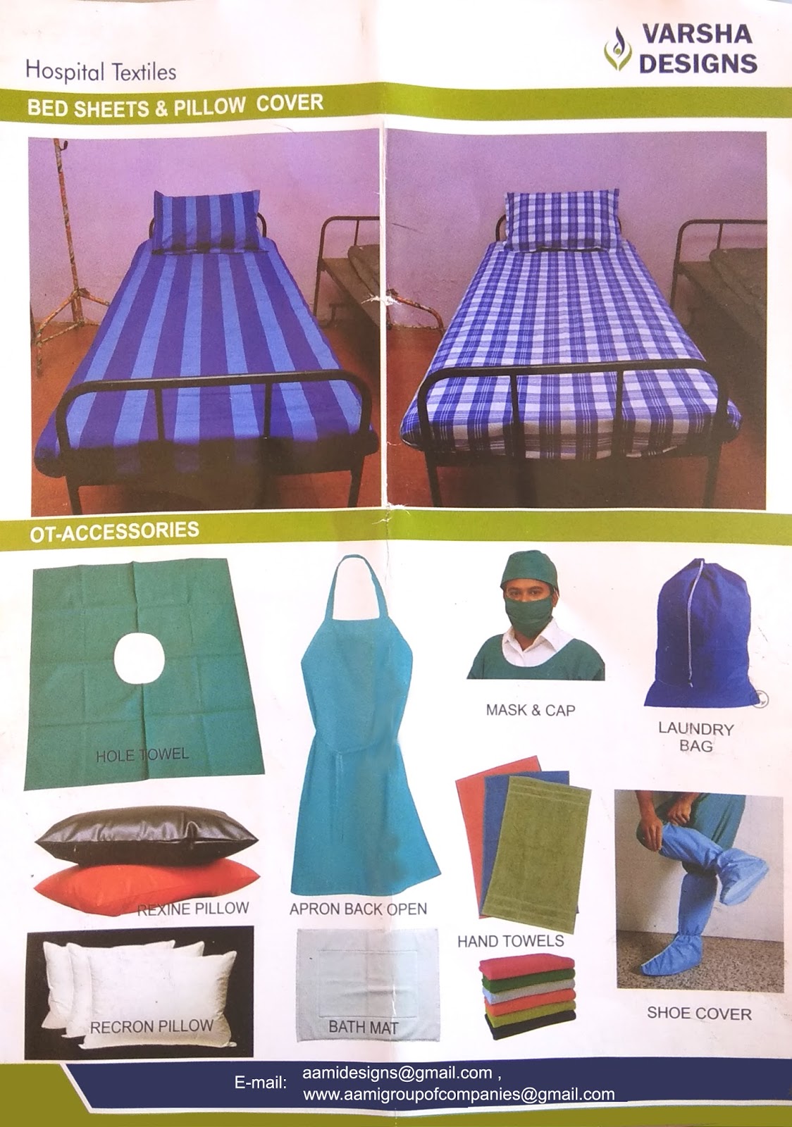 All types of hospital textiles available. Please contact.