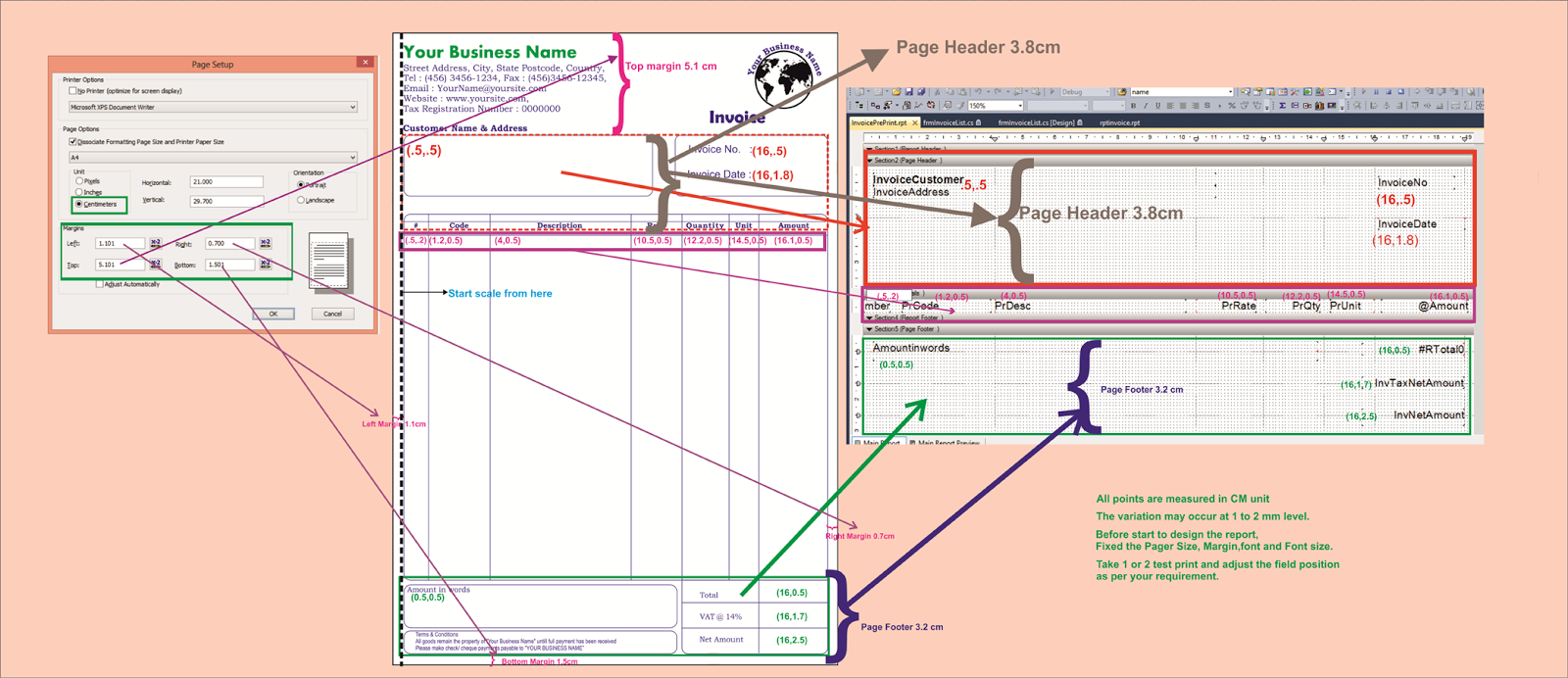 Print the Invoice in Pre-print Format using Crystal Report