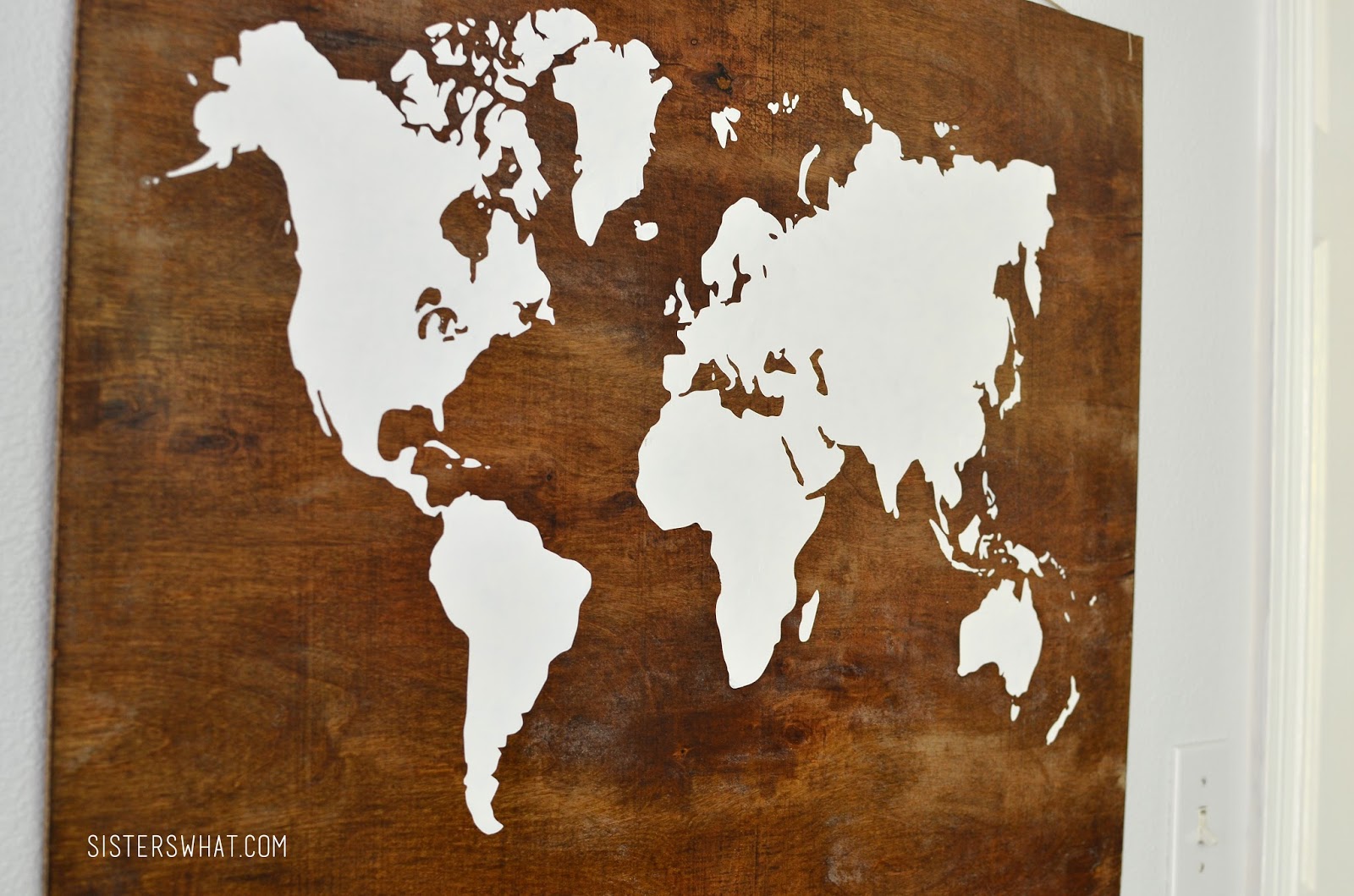 DIY Plywood World Map Art - May Pinterest Challenge - Sisters, What!
