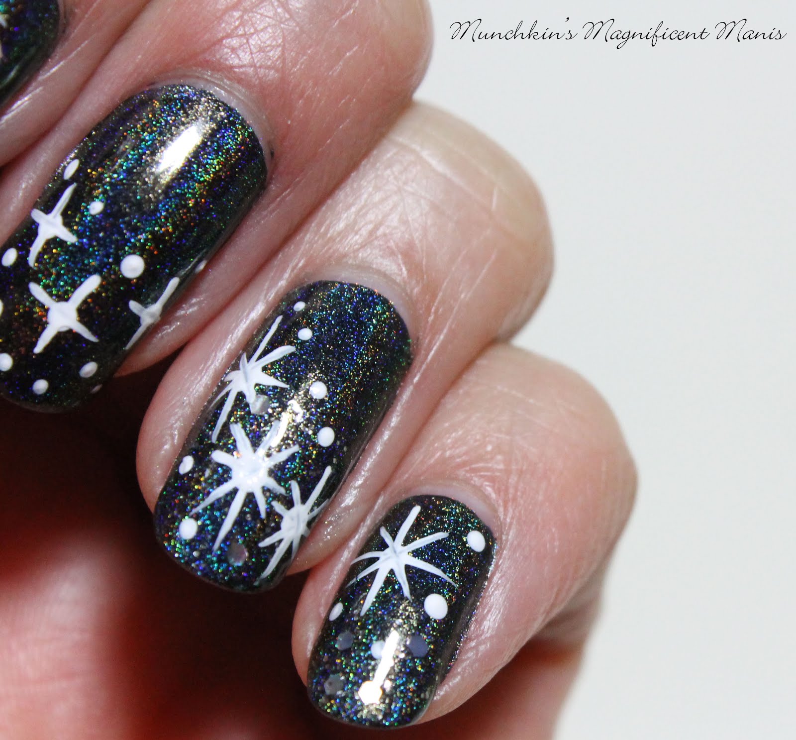 Munchkin’s Magnificent Manis: Starry Night Sky- Star Nail Design