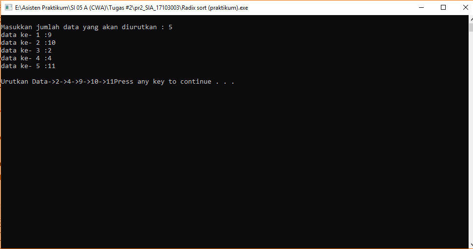 Program C++ Radix Sorting | RZDev: Belajar Programming!