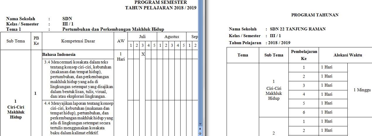 Promes Prota dan KKM kurikulum 2013 kelas 3 sd Revisi terbaru Semester ...