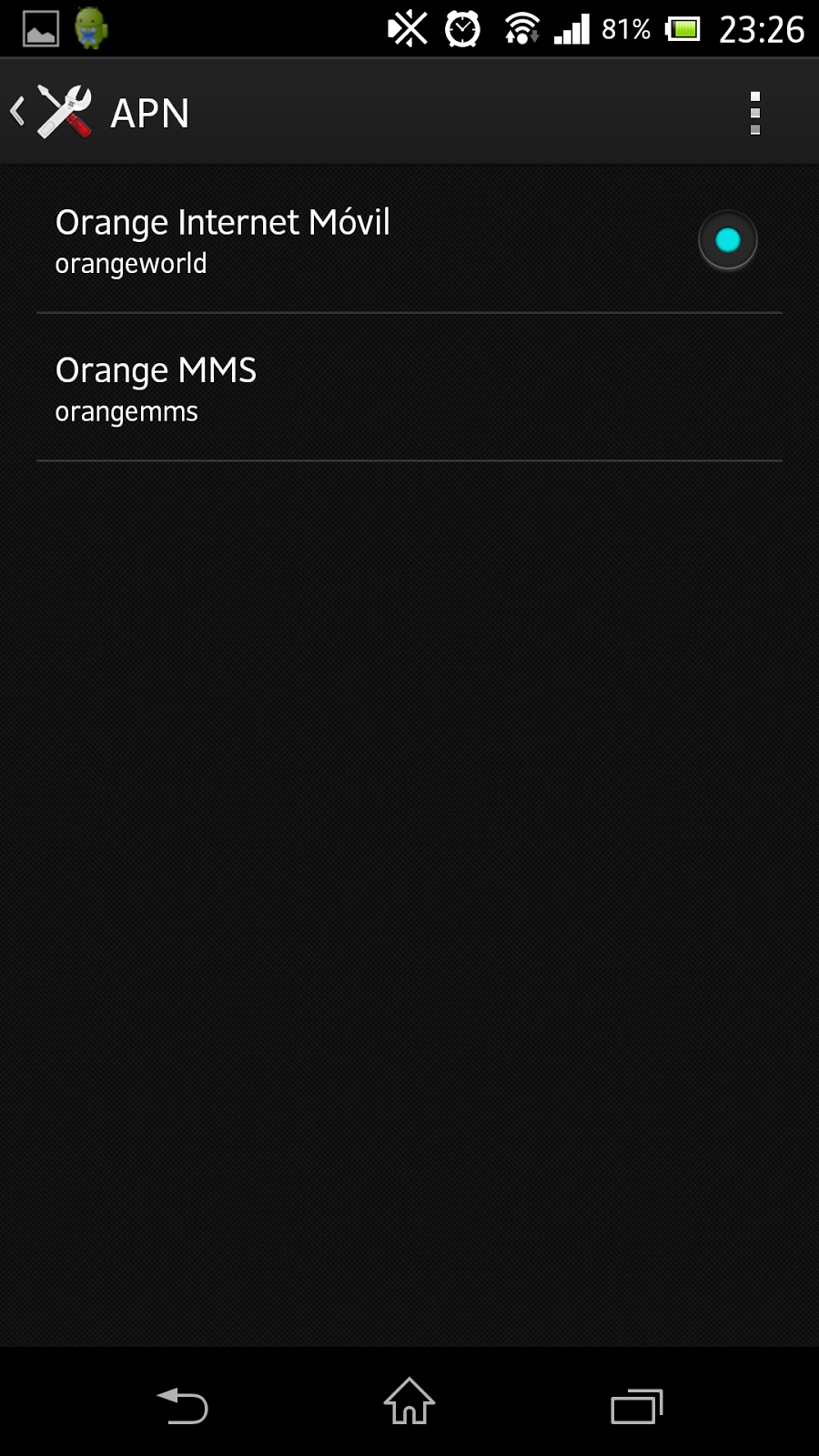Comportamientos atípicos: Configuración APN Orange Sony Xperia Z