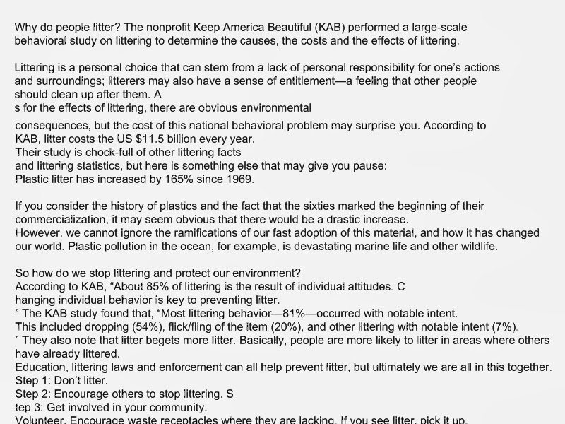 The Causes and Effects of Littering-Littering Facts