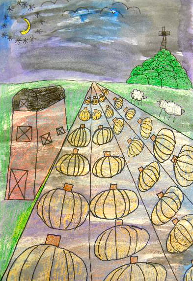 The Modern Art Smock: One-Point Perspective Barn and Pumpkin Patches