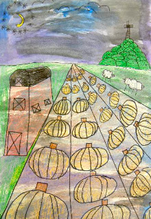 The Modern Art Smock: One-Point Perspective Barn and Pumpkin Patches