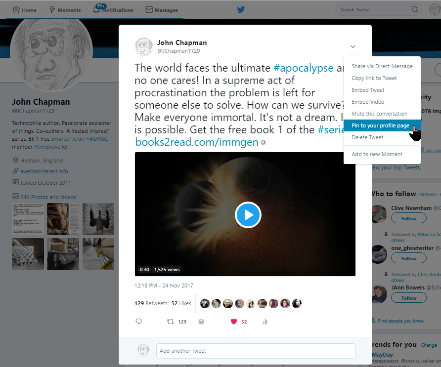 Author! Author!: Have you pinned a tweet to your Twitter profile?