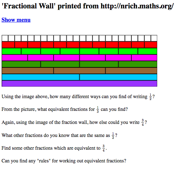Hukanui Maths Blog: Fraction walls
