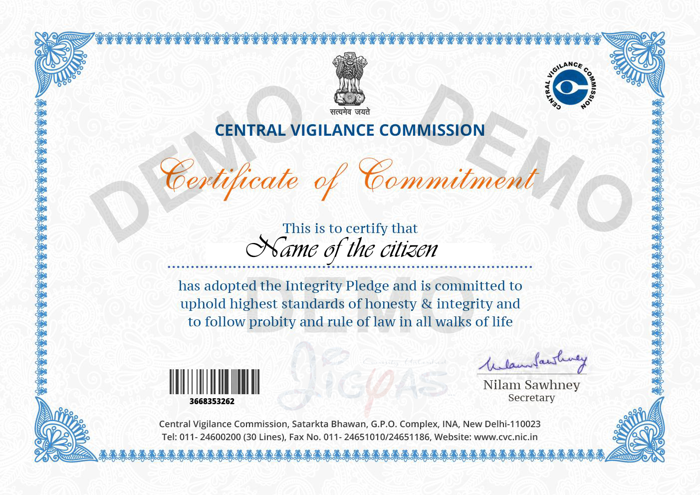 Integrity Pledge now available as e-Pledge with Certificate