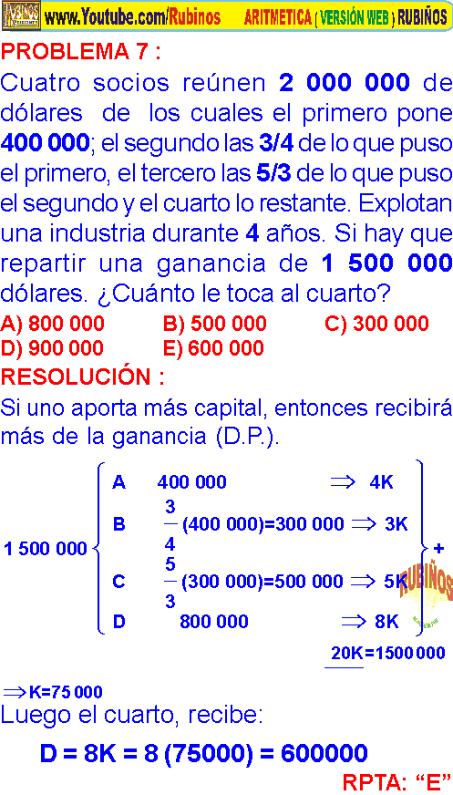 REPARTO DIRECTAMENTE PROPORCIONAL EJERCICIOS RESUELTO