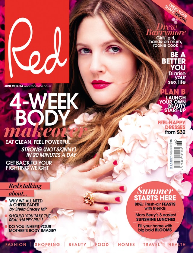 Drew Barrymore covers Red Magazine June 2014 - Emily Jane Johnston