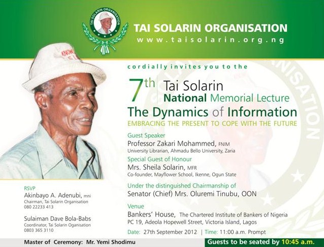 Tai Solarin Organisation's Blog www.taisolarin.org: 7th Tai Solarin ...
