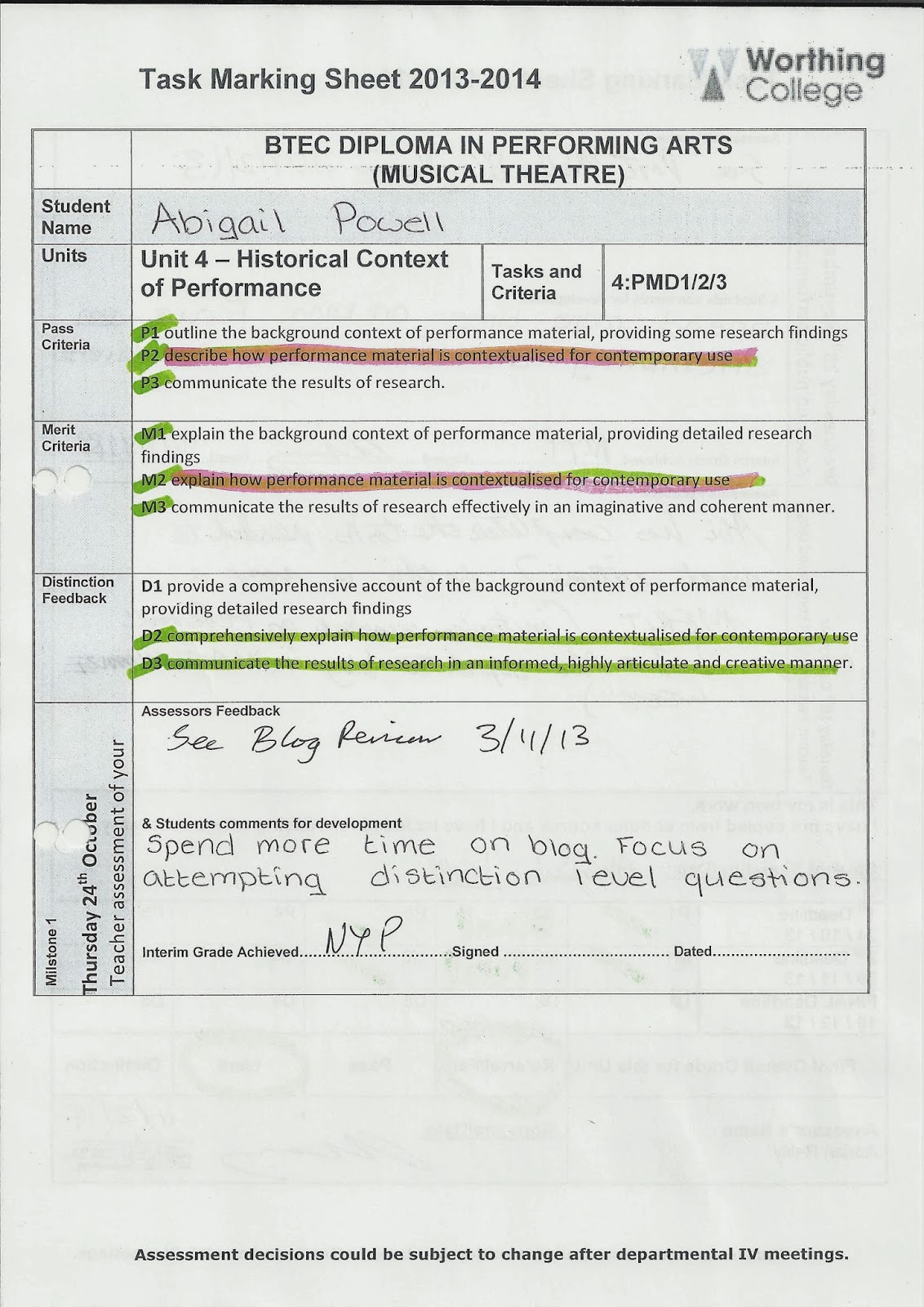 Abi Powell Unit 12 Classical Theatre Performance and Unit 4 Historical ...