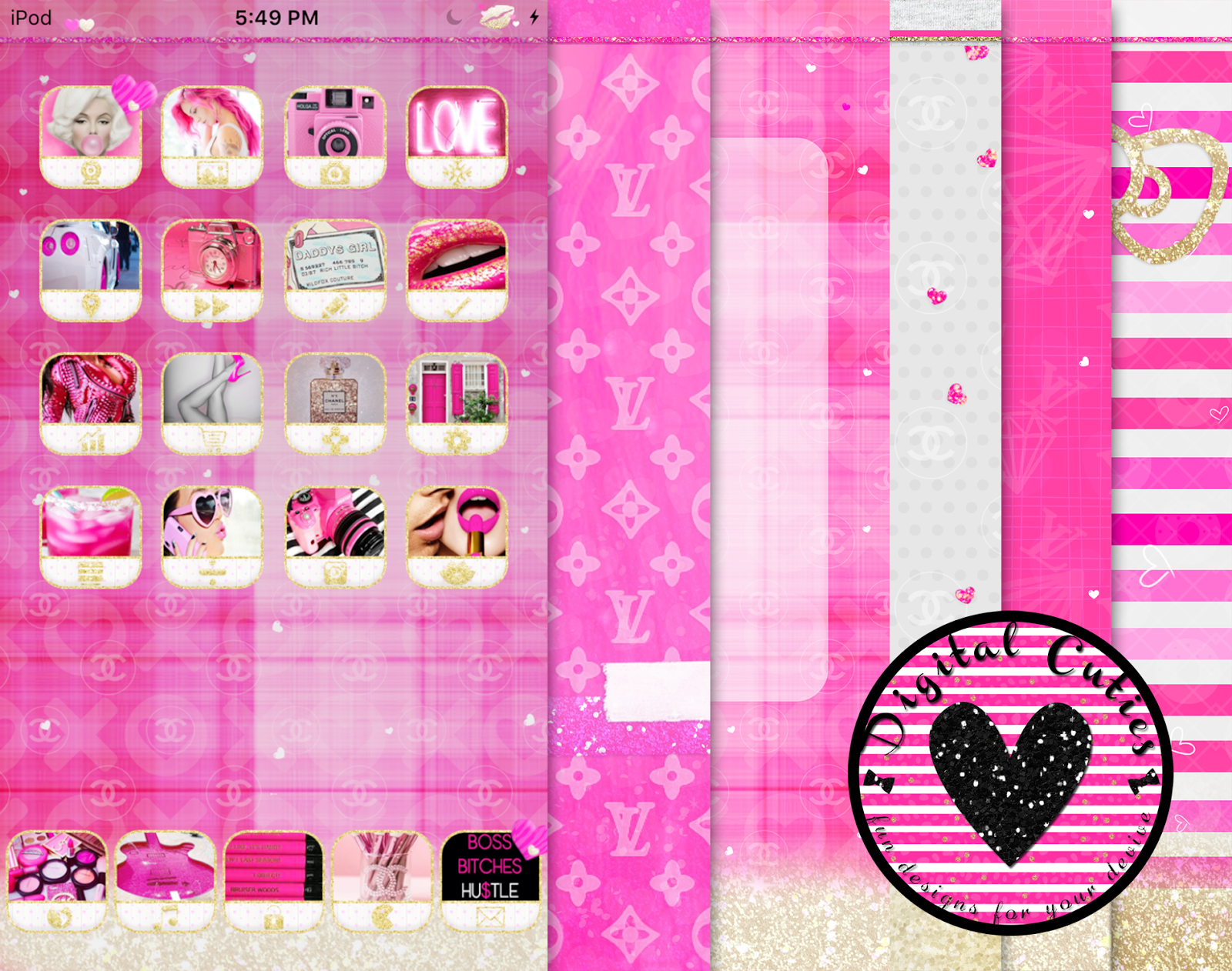 Digital Cuties: GIRLY THEME FOR IPHONE,over 80 icons,6 walls,signals ...