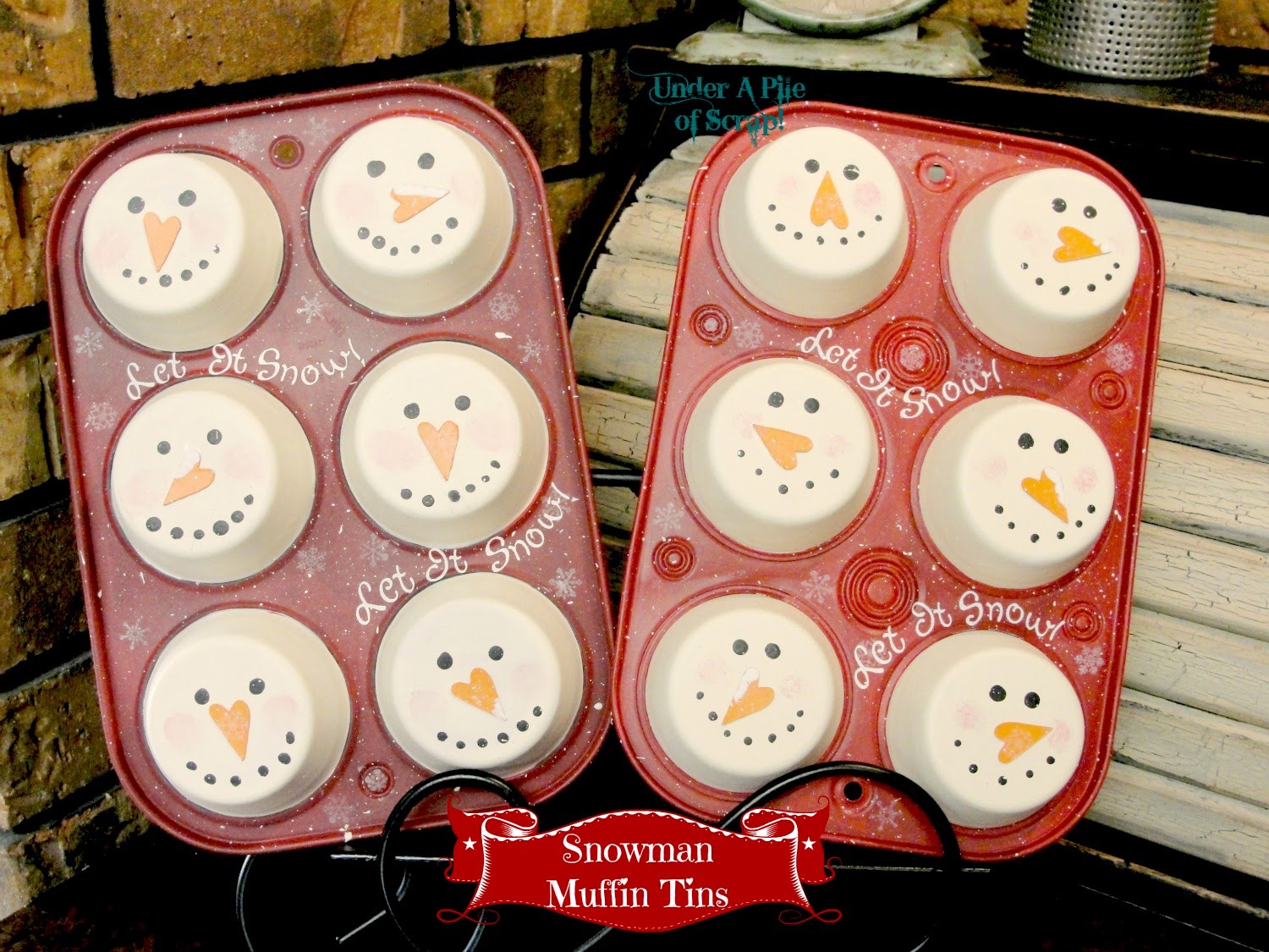 Under A Pile of Scrap!: A Pumpkin Face Take on the Snowman Muffin Tins