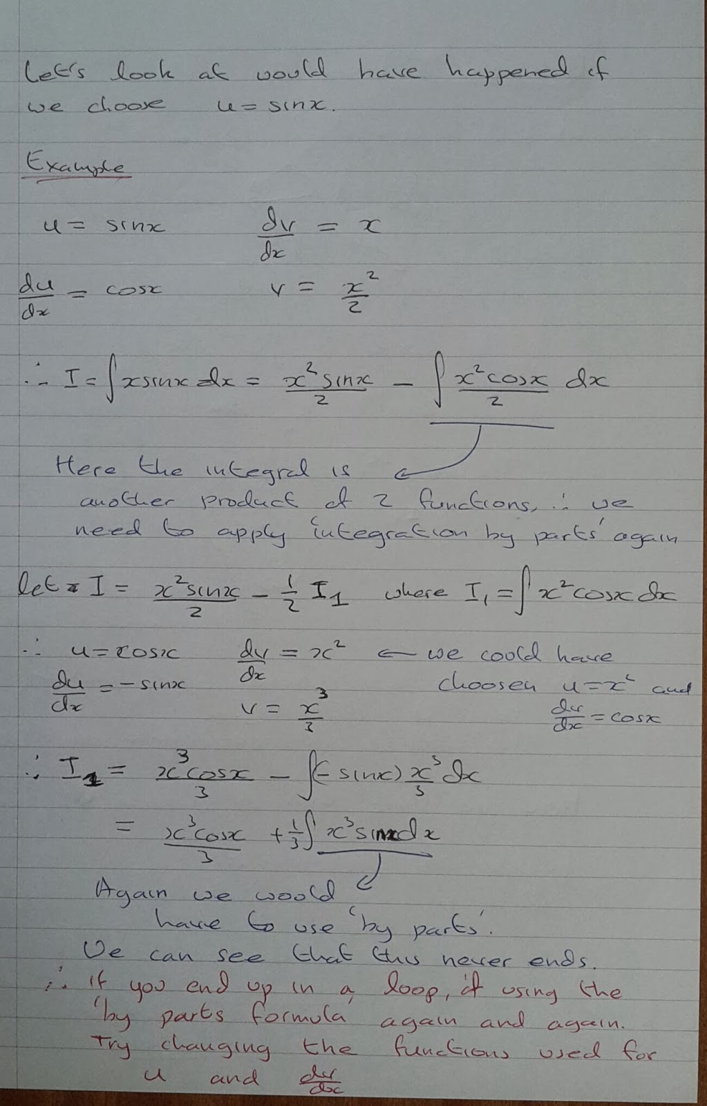 A Level Maths Notes: A2 Integration II: Integration by parts