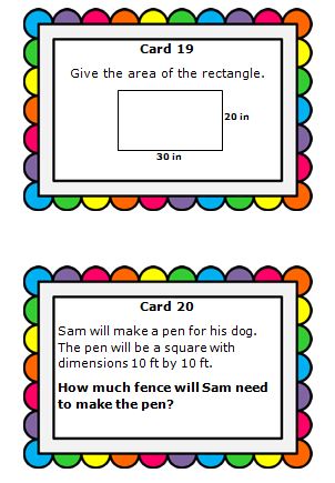 The Best of Teacher Entrepreneurs: MATH LESSON - Task Cards - Area and ...