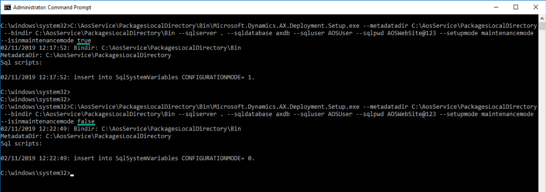 Dynamics AX/365FO: d365FO - enable maintenance mode on local VM (to change Configuration keys)