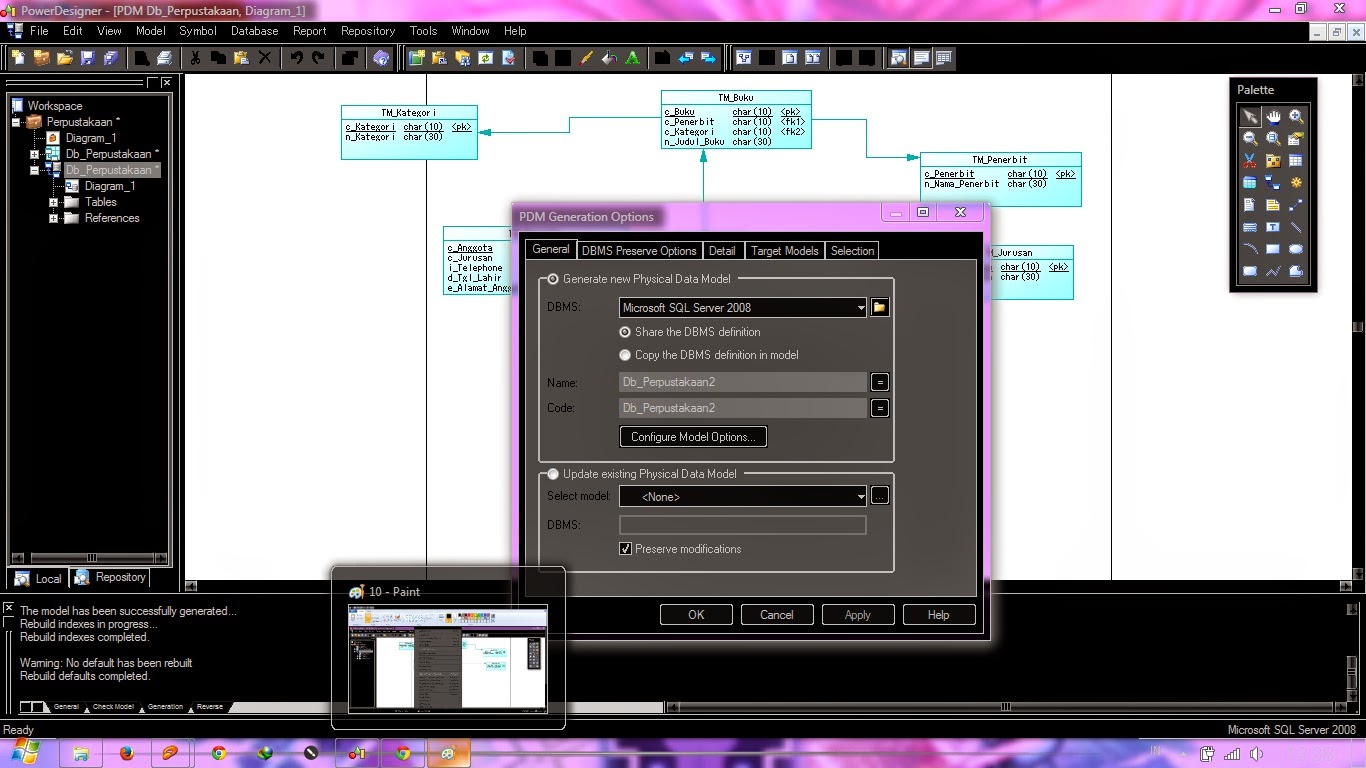 Tutorial Teknik Informatika: Tutorial Generate Power Designer 15 Ke Dalam Microsoft SQL Server 2008