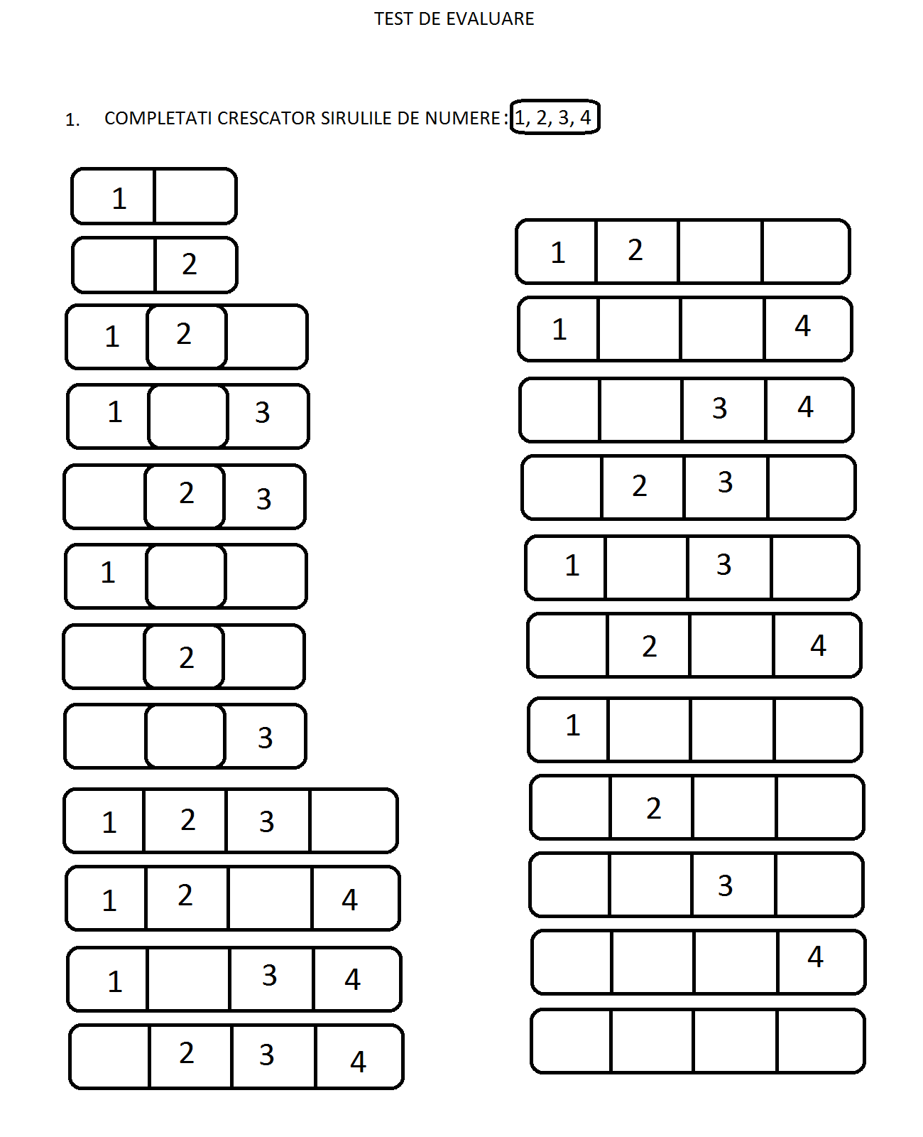 EDUCATIA CONTEAZA : SIRURI DE NUMERE CRESCATOARE IN LIMITA 1-4