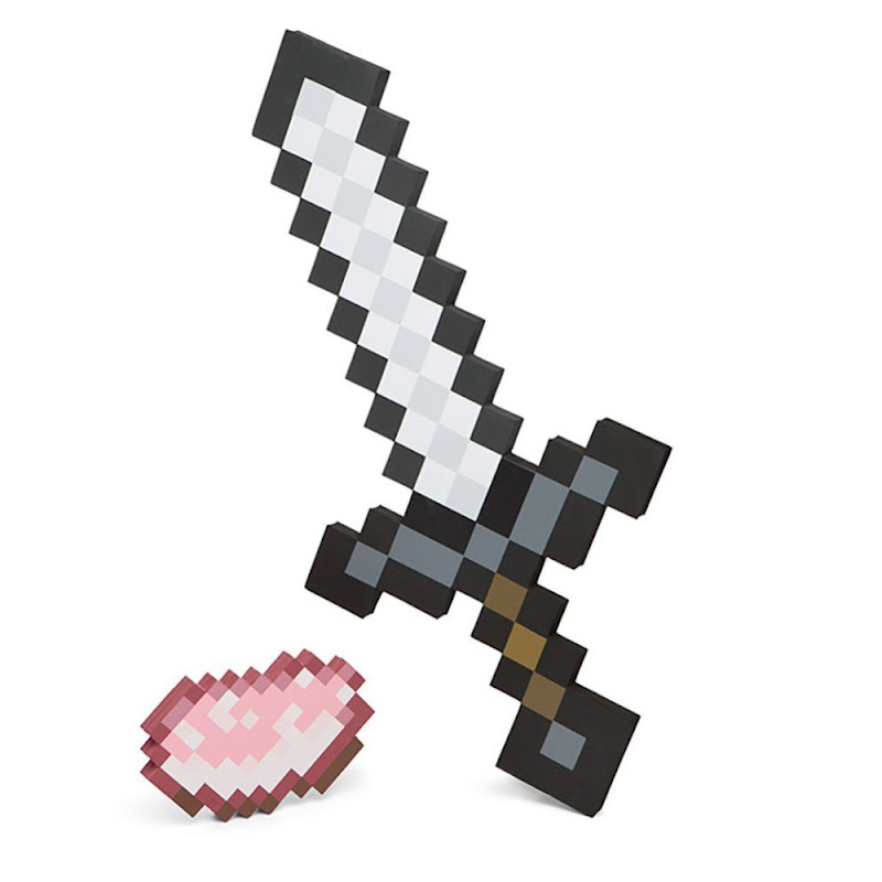 Minecraft Iron Sword & Raw Porkchop ThinkGeek Item | Minecraft Merch