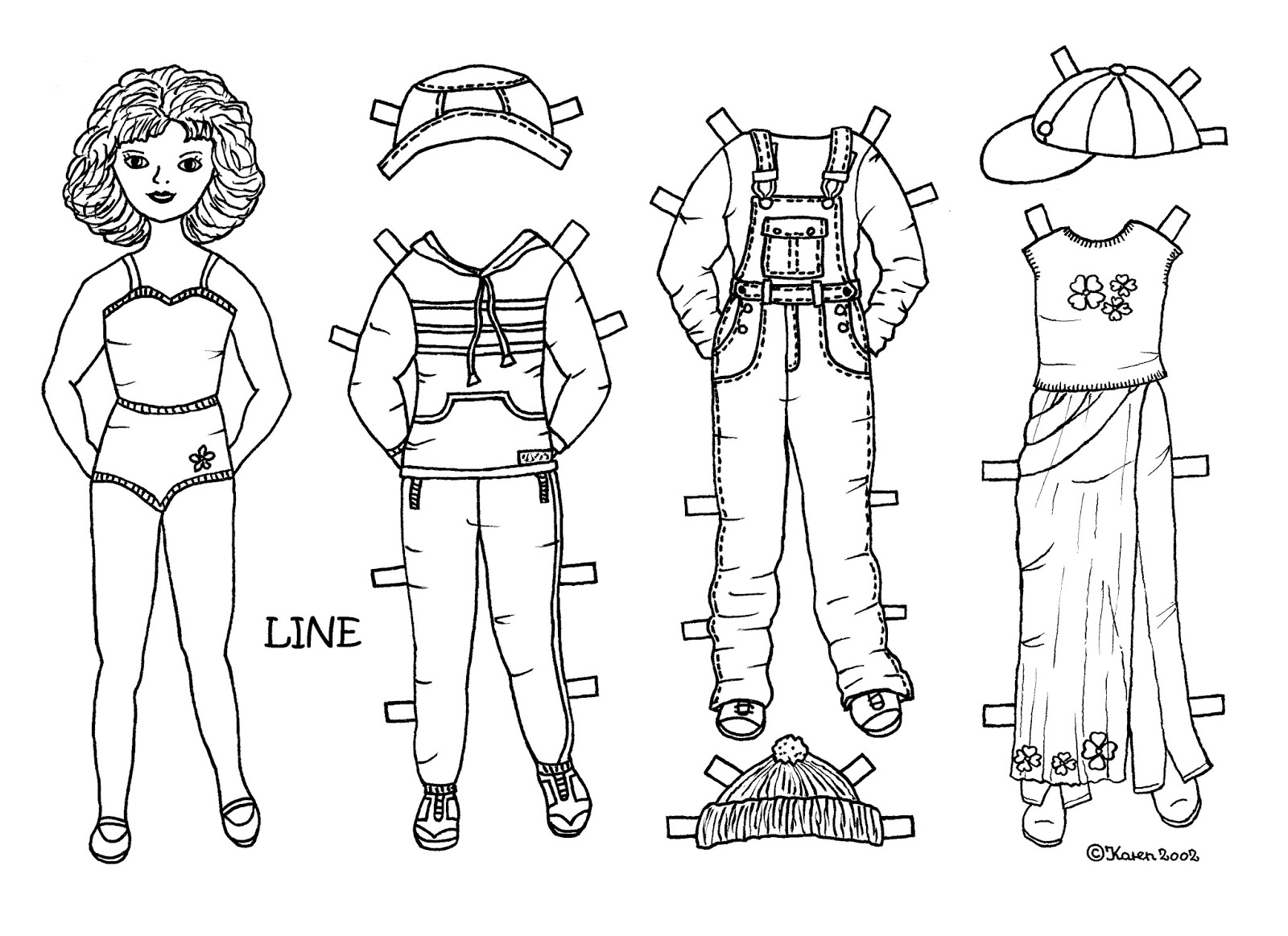 Karen`s Paper Dolls: Line 1-3 Paper Doll to Colour. Line 1-3 ...