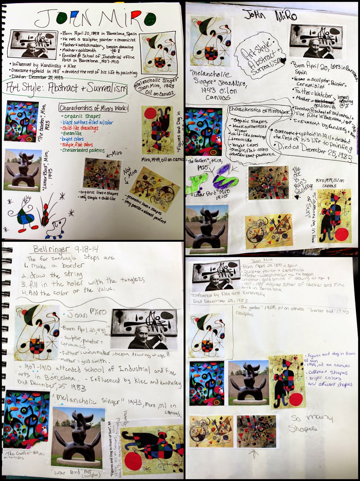 Art Room 104: More Artist Bell Ringers & Sketchbook Use