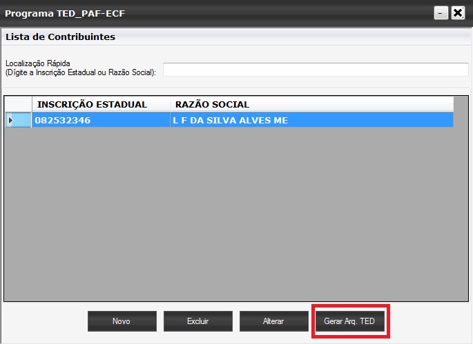 Suporte LF Sistemas: Gerar arquivo TED PAF ECF
