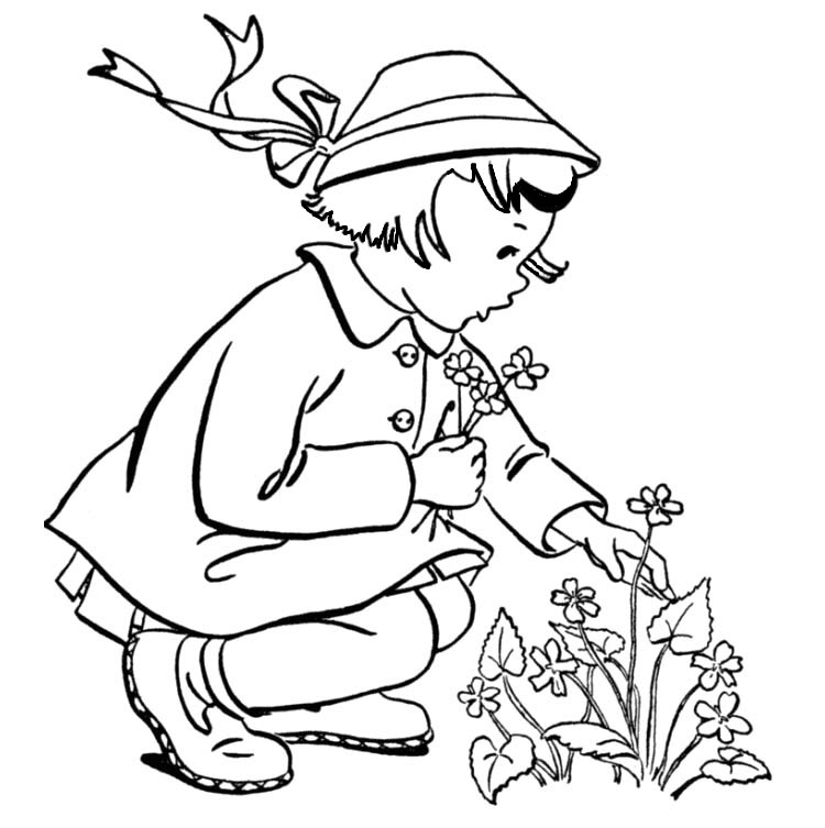 People Picking Flowers Coloring Page Coloring Pages