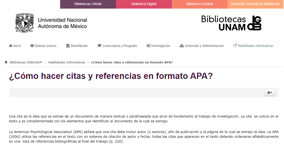 Sitios para elaborar referencias bibliográficas (Estilo APA)