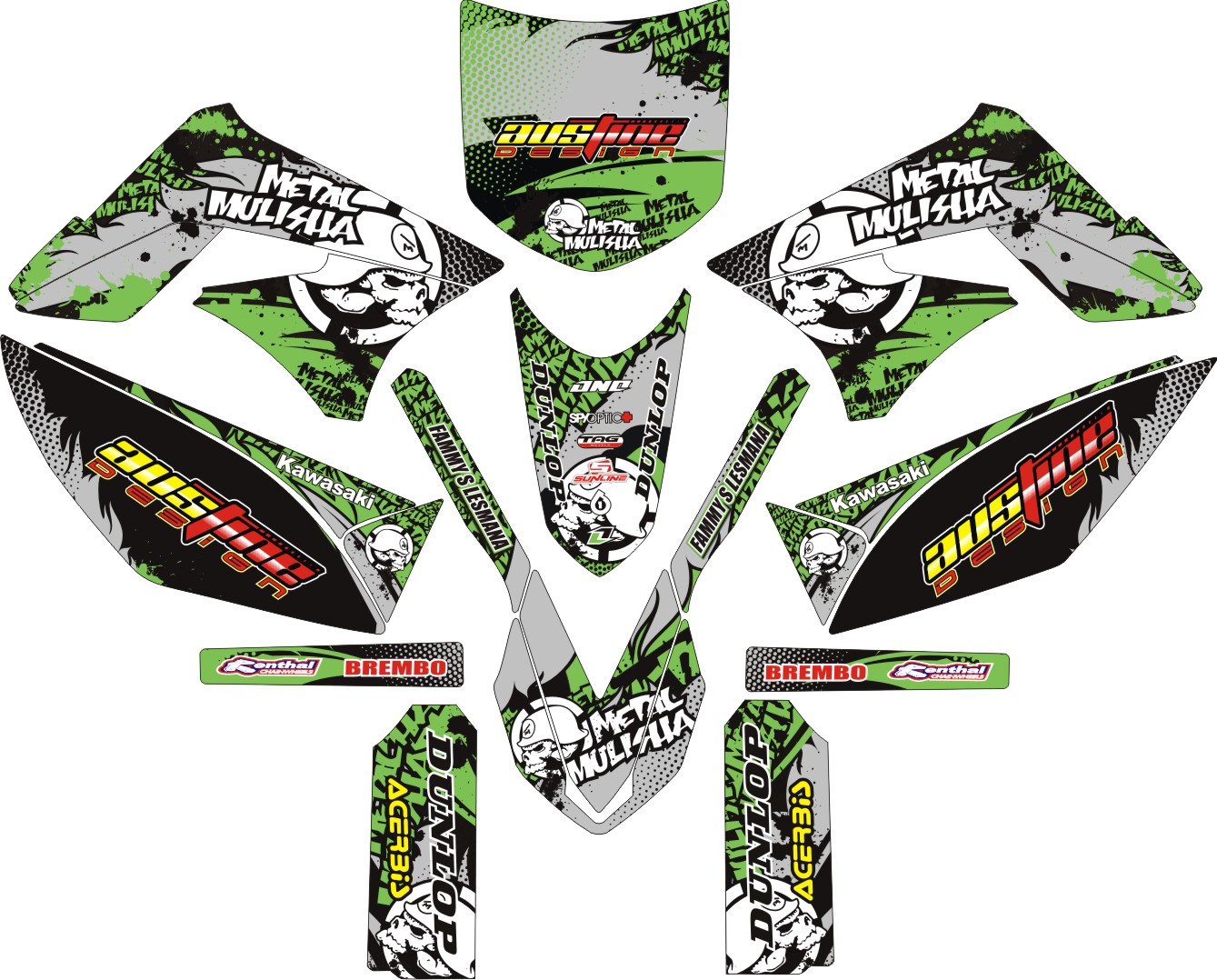 Decal KLX 150cc type S&L - DECALS MOTOCROSS CUSTOM GRAPHICS
