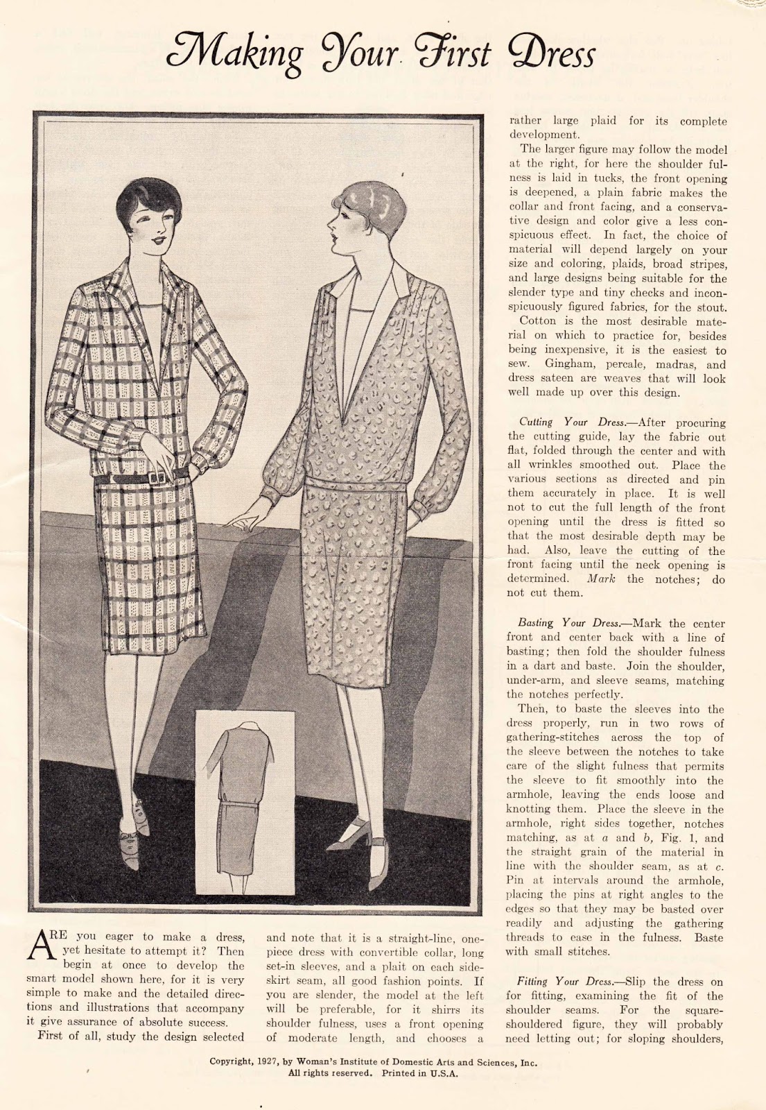 A Few Threads Loose: Making Your First Dress - A Lesson from 1927