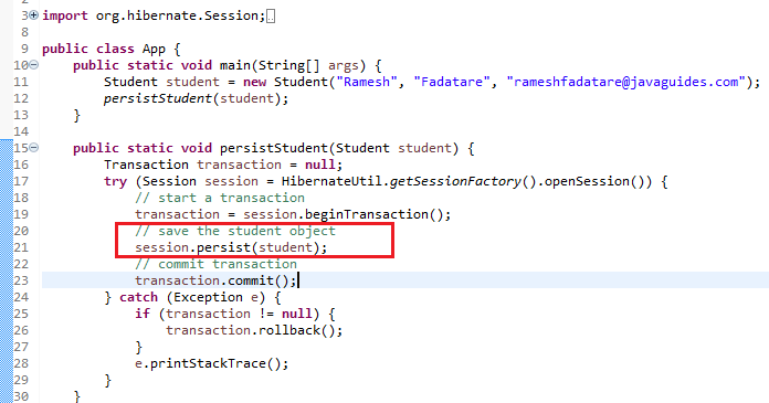Hibernate Persist An Entity Example 