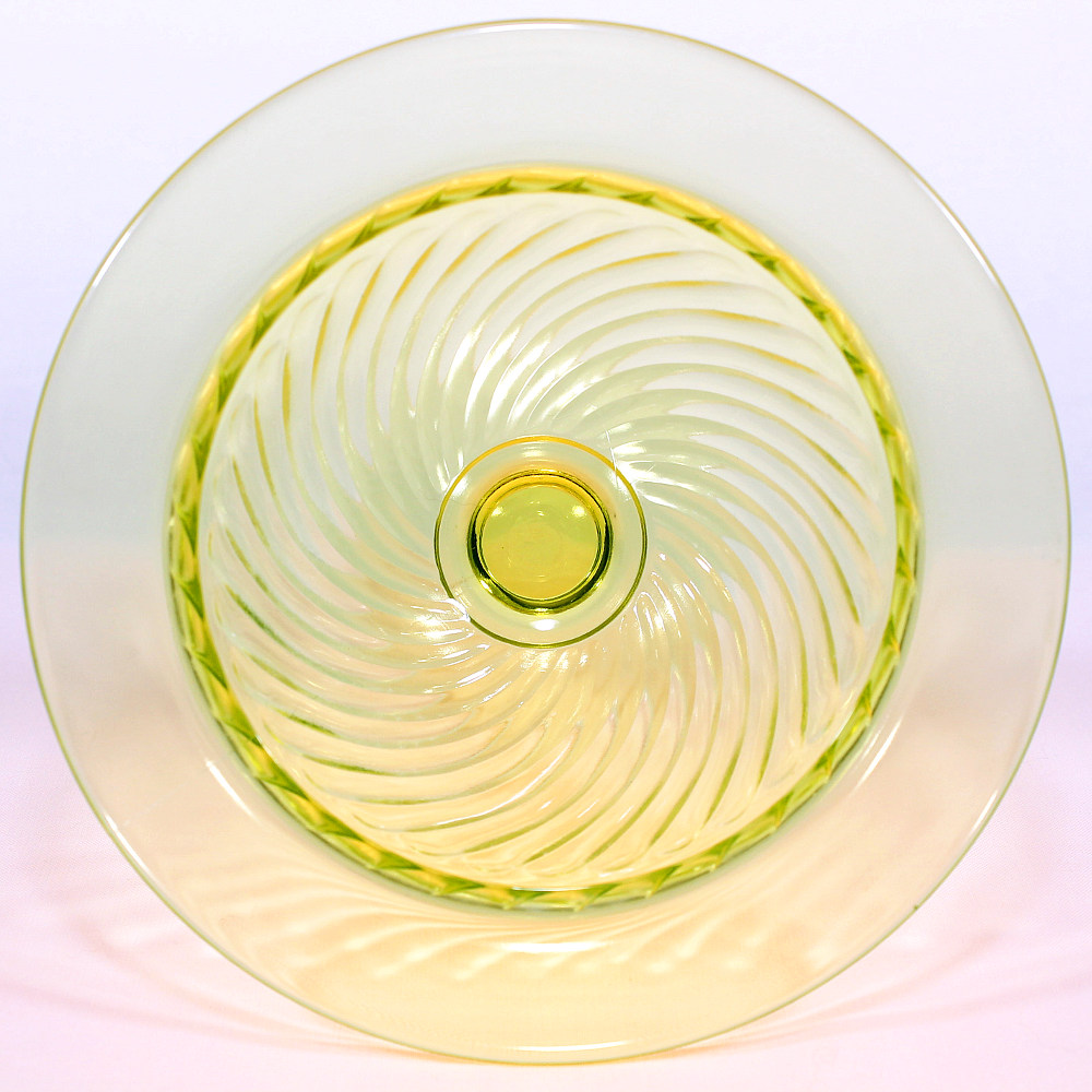 Zoe Designs Vintage: Imperial Glass, Twisted Optic, Vaseline Glass Bowl