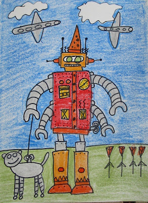 Art Sub Lessons: Art Sub Lesson - Robot Roundup