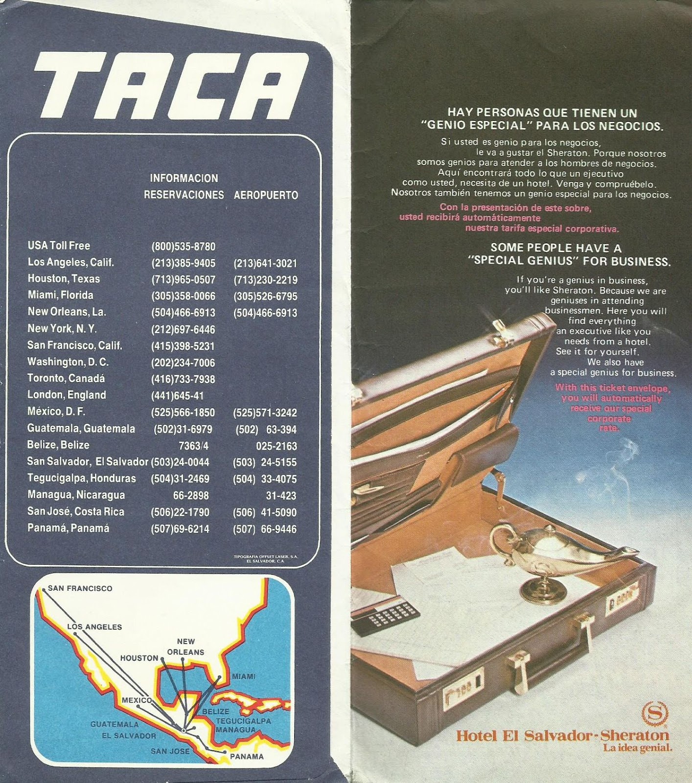 Airline memorabilia: TACA y LACSA a finales de los 80