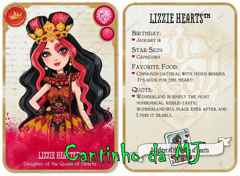 Cantinho da MJ: Card Lizzie Hearts Tradução