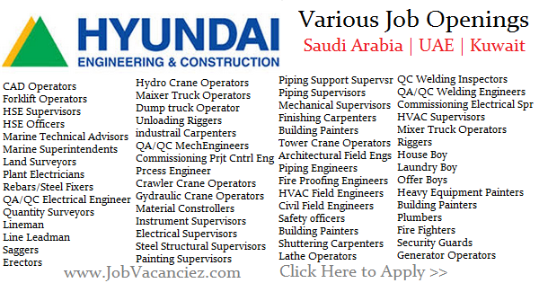 Hyundai Engineering & Construction Job Openings | Saudi Arabia | UAE ...