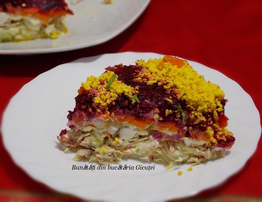 Salata rusesca cu peste(Șuba) - Bunătăți din bucătăria Gicuței