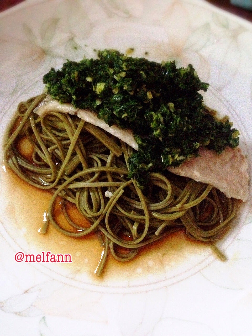 Pan Seared Grouper Fillet With Cha Soba and Sauteed Spinach - In Chef Mode