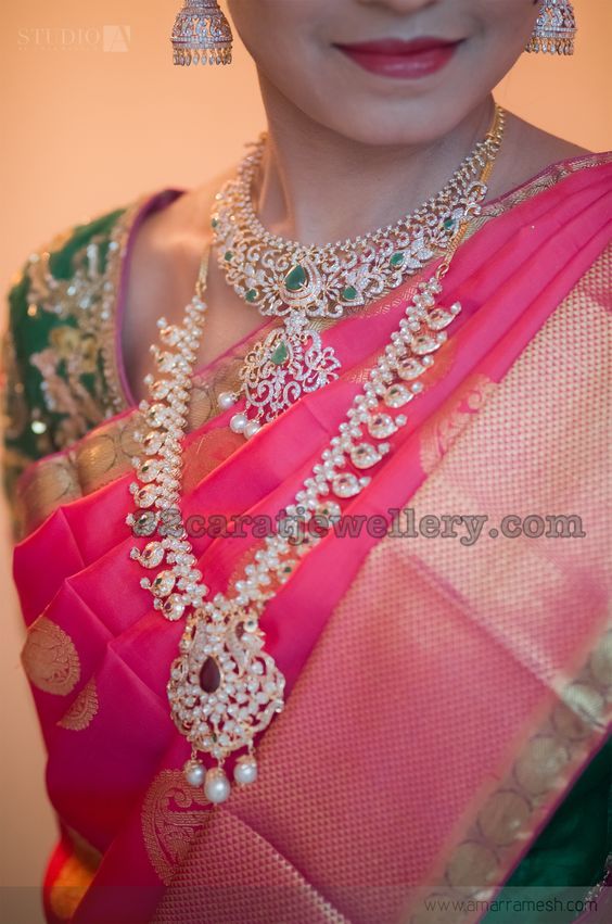 Radiant Bride in Diamond Mango Mala - Jewellery Designs