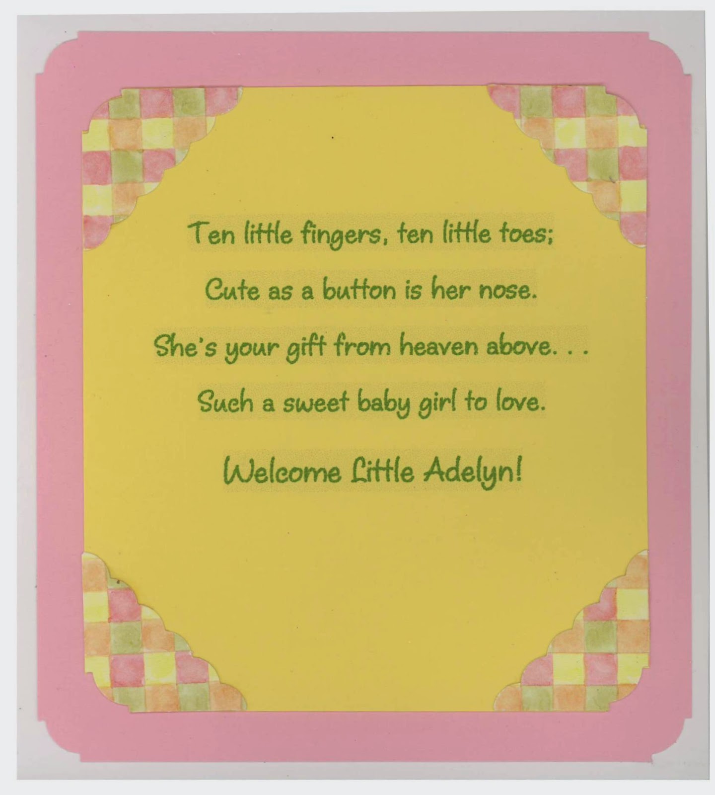 Chatterbox Creations: Welcome to My Newest Great Niece!