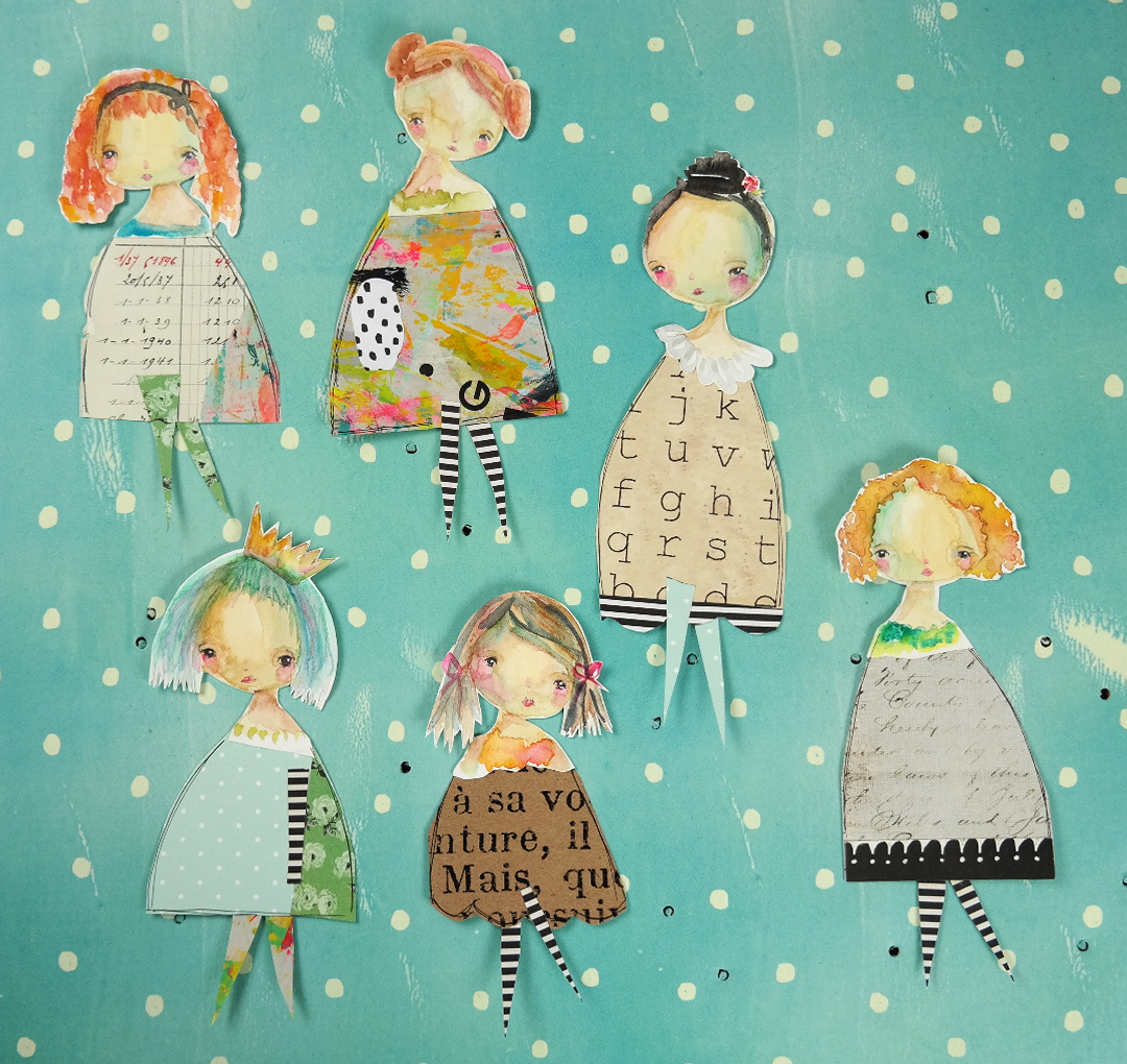 Artful Play: Mindy Lacefield Watercolor Mini Faces Turned Into Paper Dolls