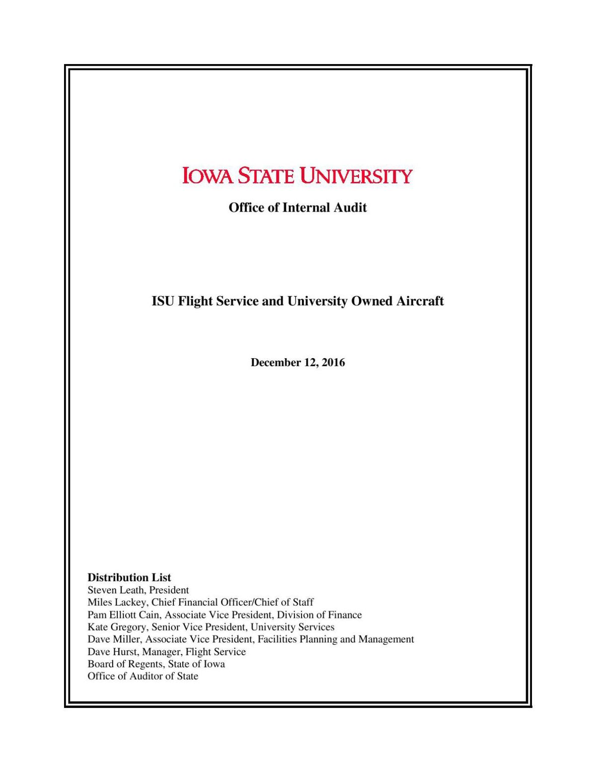 Kathryn's Report: Auditor: Leath’s uses of Iowa State University ...