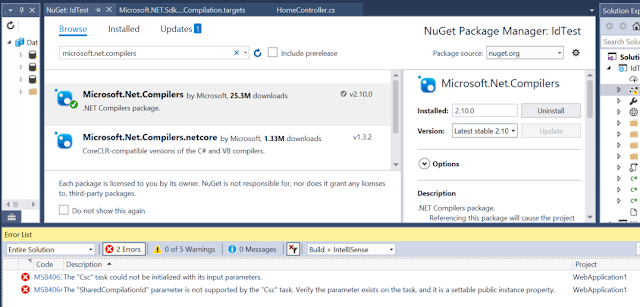 Yet another blog....: The "Csc" task could not be initialized with its input parameters