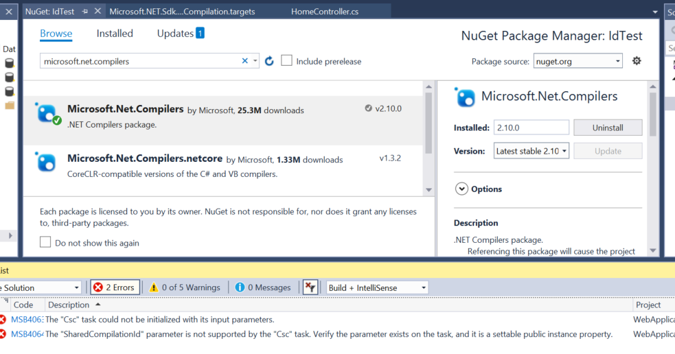 Yet another blog....: The "Csc" task could not be initialized with its input parameters