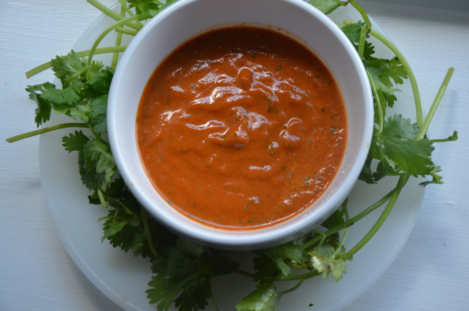 Stuffed With Love: Spicy Roasted Red Pepper and Cilantro Sauce