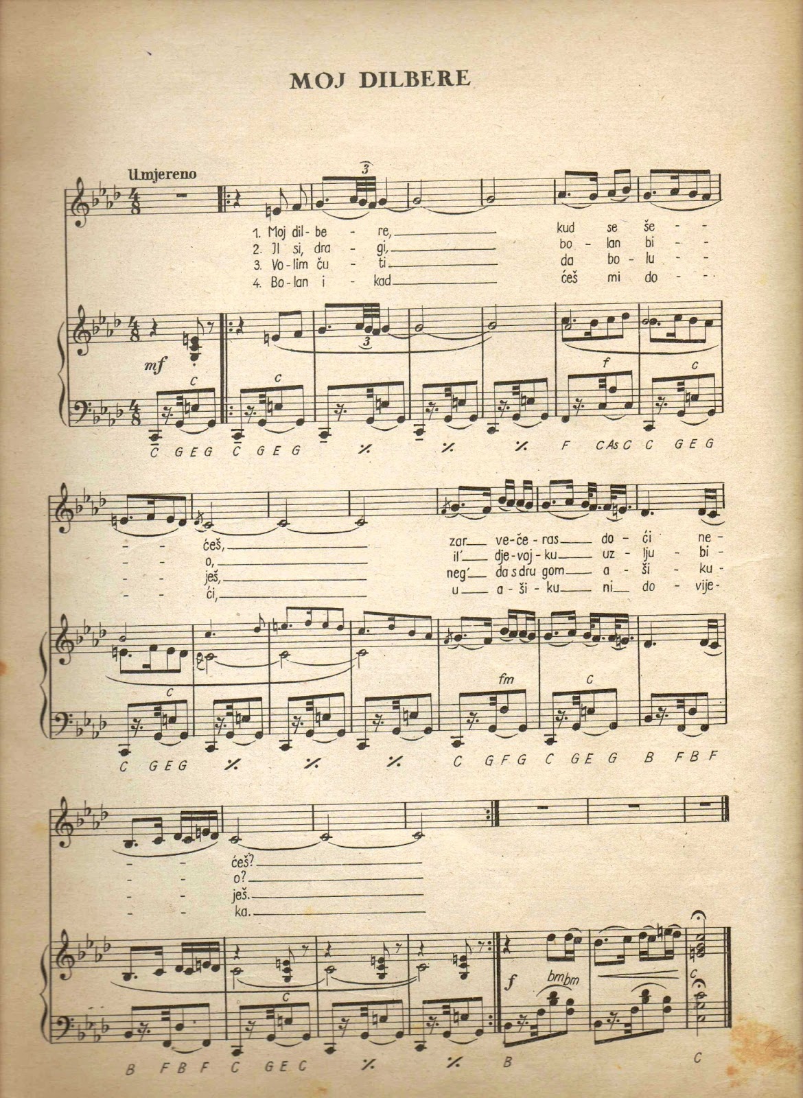 SEVDALINKE: Bosanske i dalmatinske narodne pjesme za glas, klavir ili ...